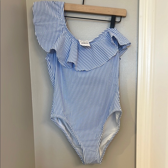 J. Crew | Swim | J Crew Blue And White Striped Swimsuit | Poshmark